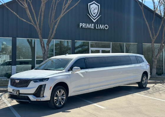 White Cadillac XT6 Limo | Prime Limo & Car Service | Limo Service ...