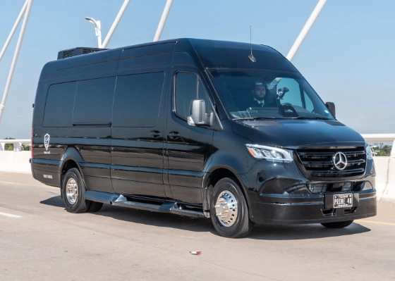 Mercedes Limo Sprinter by Moonlight | Prime Limo & Car Service | Limo ...